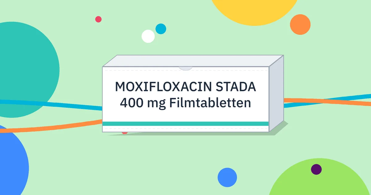 Symbolbild: Packung mit der Aufschrift MOXIFLOXACIN STADA 400 mg Filmtabletten (PZN 10251341) – Verfügbarkeit und Bezug in Apotheken in Frankfurt am Main