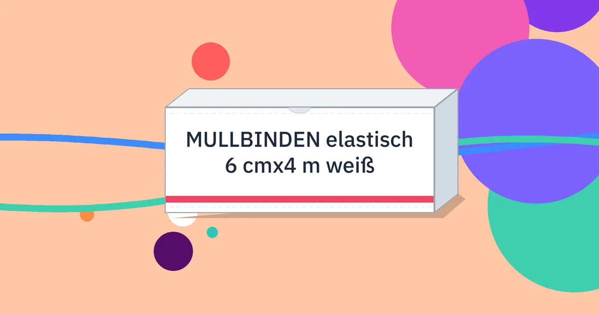 Symbolbild: Packung mit der Aufschrift MULLBINDEN elastisch 6 cmx4 m weiß (PZN 10404477) – Verfügbarkeit und Bezug in Apotheken in Frankfurt am Main