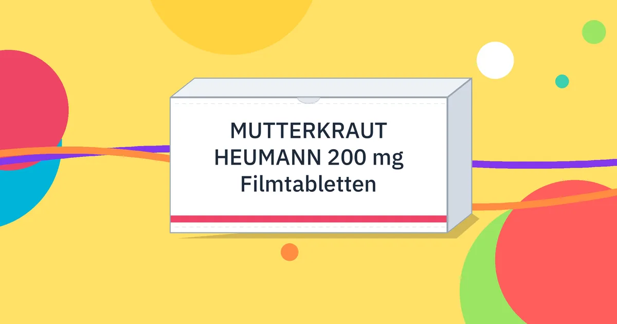 Symbolbild: Packung mit der Aufschrift MUTTERKRAUT HEUMANN 200 mg Filmtabletten (PZN 19283236) – Verfügbarkeit und Bezug in Apotheken in Frankfurt am Main