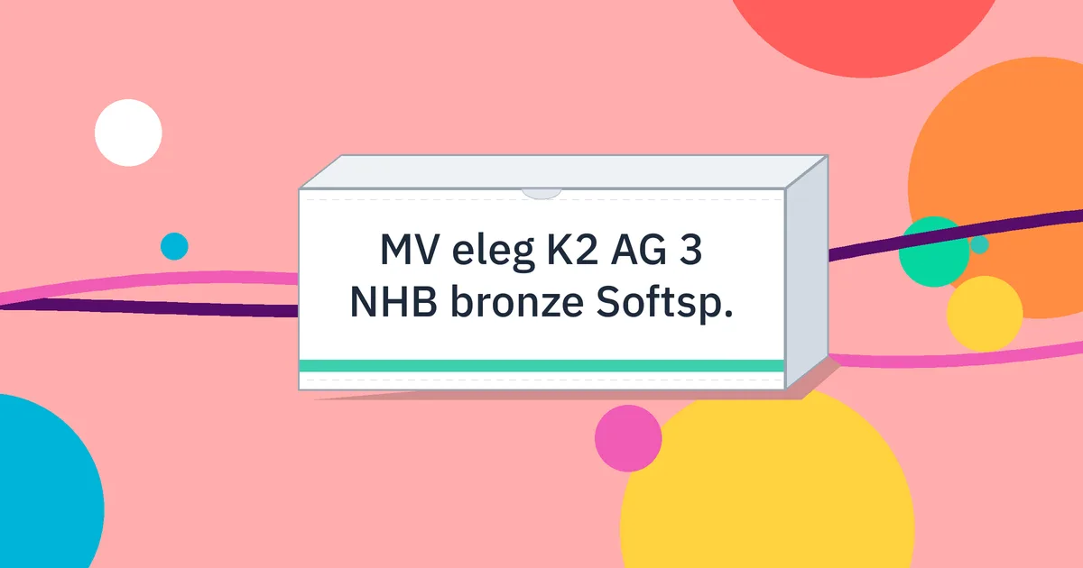Symbolbild: Packung mit der Aufschrift MV eleg K2 AG 3 NHB bronze Softsp. (PZN 15730715) – Verfügbarkeit und Bezug in Apotheken in Frankfurt am Main