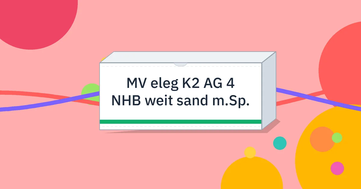 Symbolbild: Packung mit der Aufschrift MV eleg K2 AG 4 NHB weit sand m.Sp. (PZN 18928702) – Verfügbarkeit und Bezug in Apotheken in Frankfurt am Main