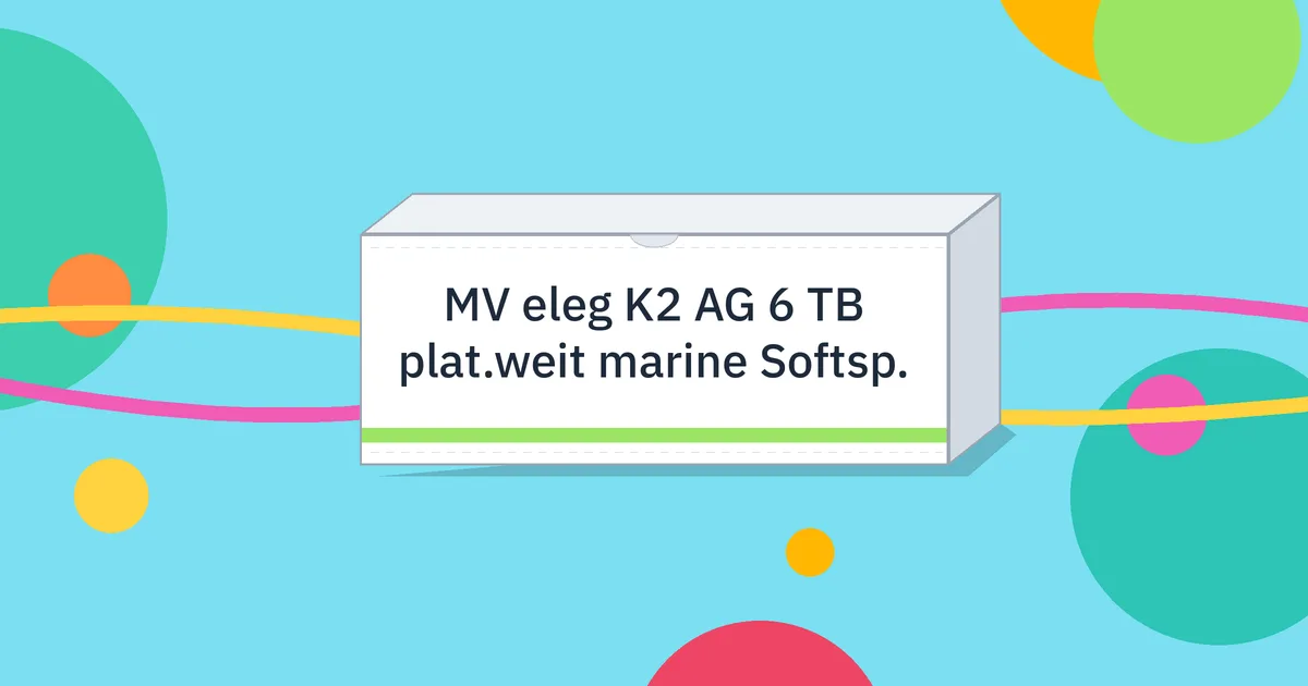 Symbolbild: Packung mit der Aufschrift MV eleg K2 AG 6 TB plat.weit marine Softsp. (PZN 15284084) – Verfügbarkeit und Bezug in Apotheken in Frankfurt am Main