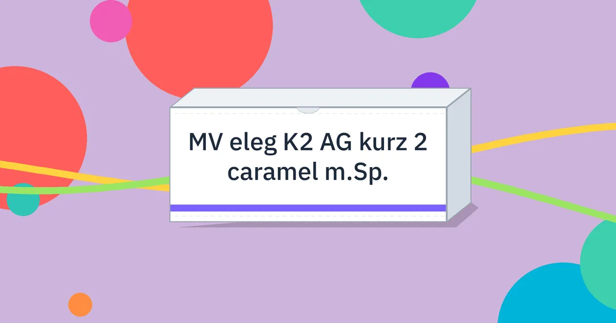 Symbolbild: Packung mit der Aufschrift MV eleg K2 AG kurz 2 caramel m.Sp. (PZN 00530985) – Verfügbarkeit und Bezug in Apotheken in Frankfurt am Main