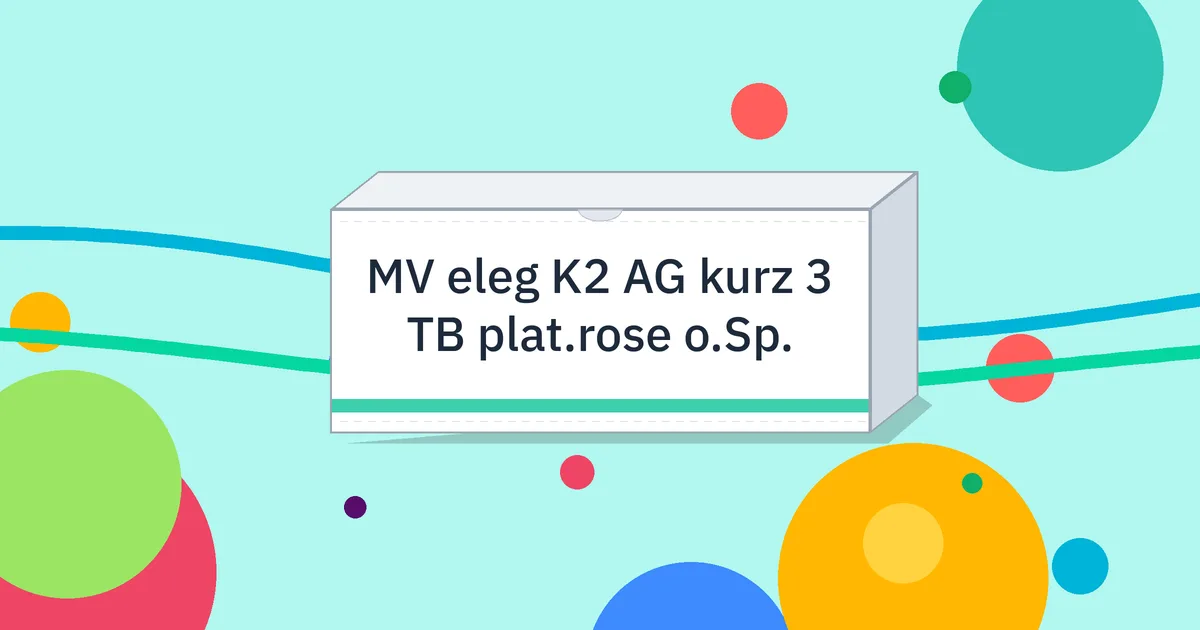 Symbolbild: Packung mit der Aufschrift MV eleg K2 AG kurz 3 TB plat.rose o.Sp. (PZN 14696324) – Verfügbarkeit und Bezug in Apotheken in Frankfurt am Main