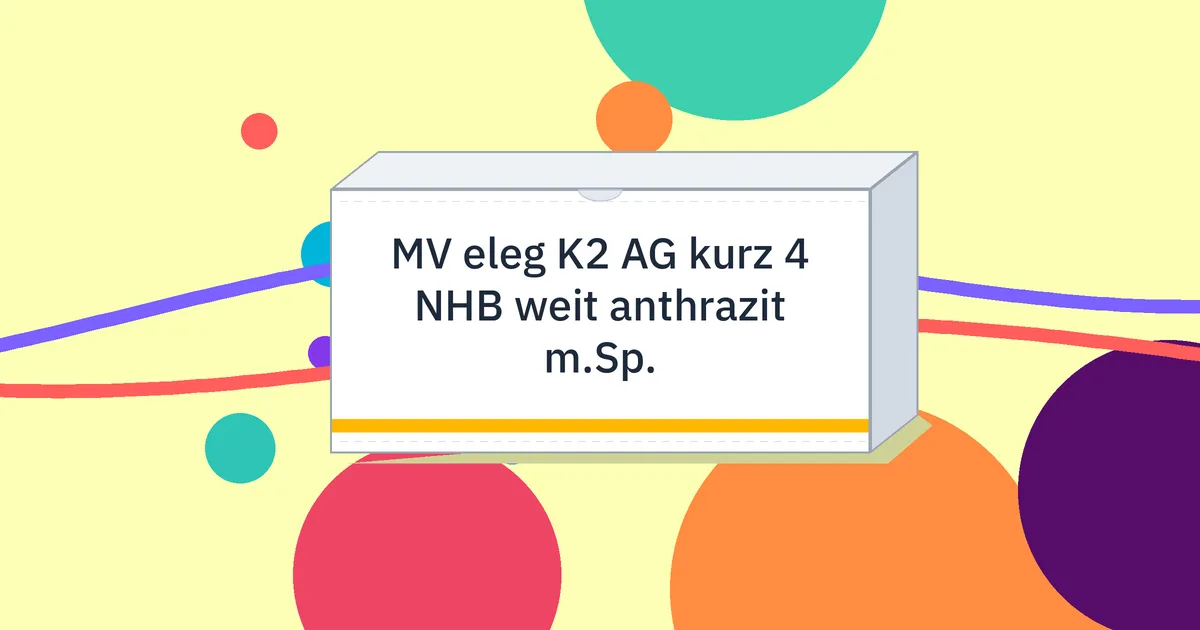 Symbolbild: Packung mit der Aufschrift MV eleg K2 AG kurz 4 NHB weit anthrazit m.Sp. (PZN 15714024) – Verfügbarkeit und Bezug in Apotheken in Frankfurt am Main