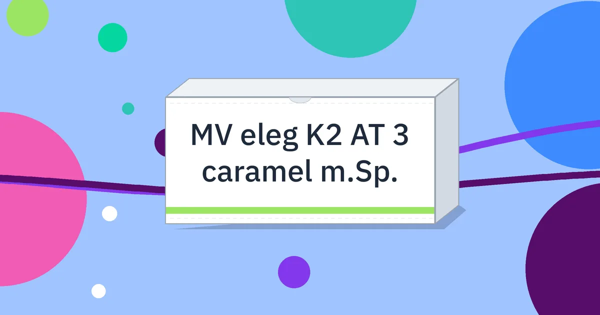 Symbolbild: Packung mit der Aufschrift MV eleg K2 AT 3 caramel m.Sp. (PZN 00529829) – Verfügbarkeit und Bezug in Apotheken in Frankfurt am Main