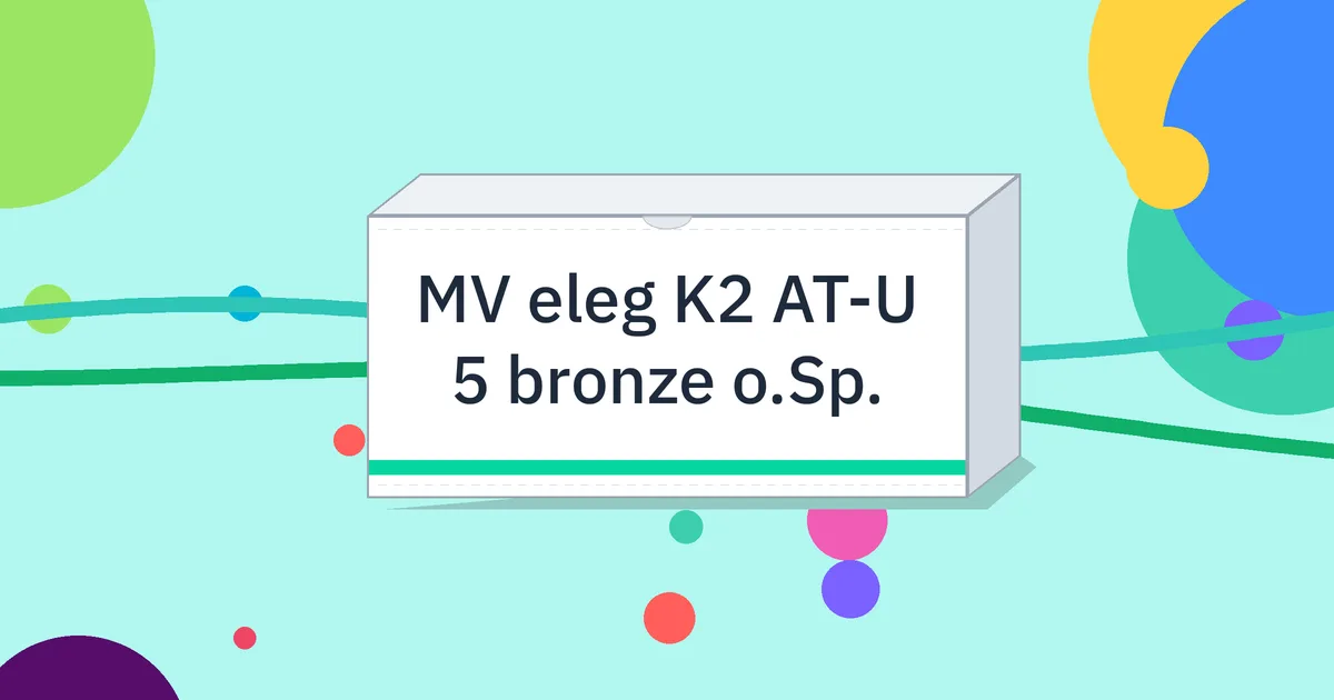 Symbolbild: Packung mit der Aufschrift MV eleg K2 AT-U 5 bronze o.Sp. (PZN 15288627) – Verfügbarkeit und Bezug in Apotheken in Frankfurt am Main