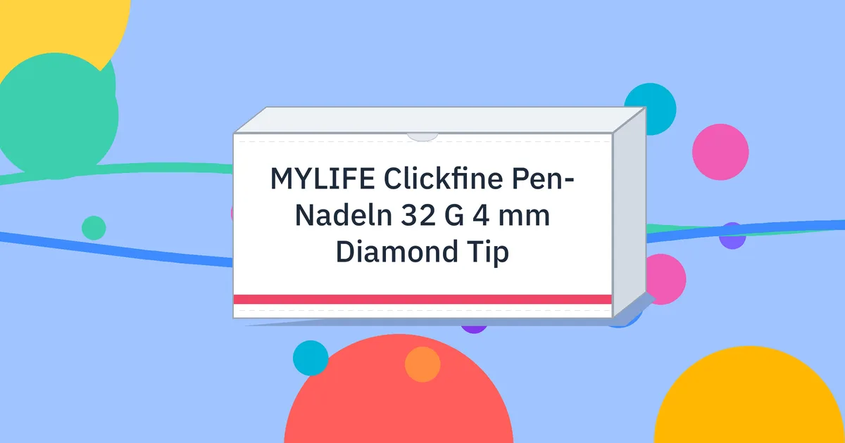 Symbolbild: Packung mit der Aufschrift MYLIFE Clickfine Pen-Nadeln 32 G 4 mm Diamond Tip (PZN 11870649) – Verfügbarkeit und Bezug in Apotheken in Frankfurt am Main