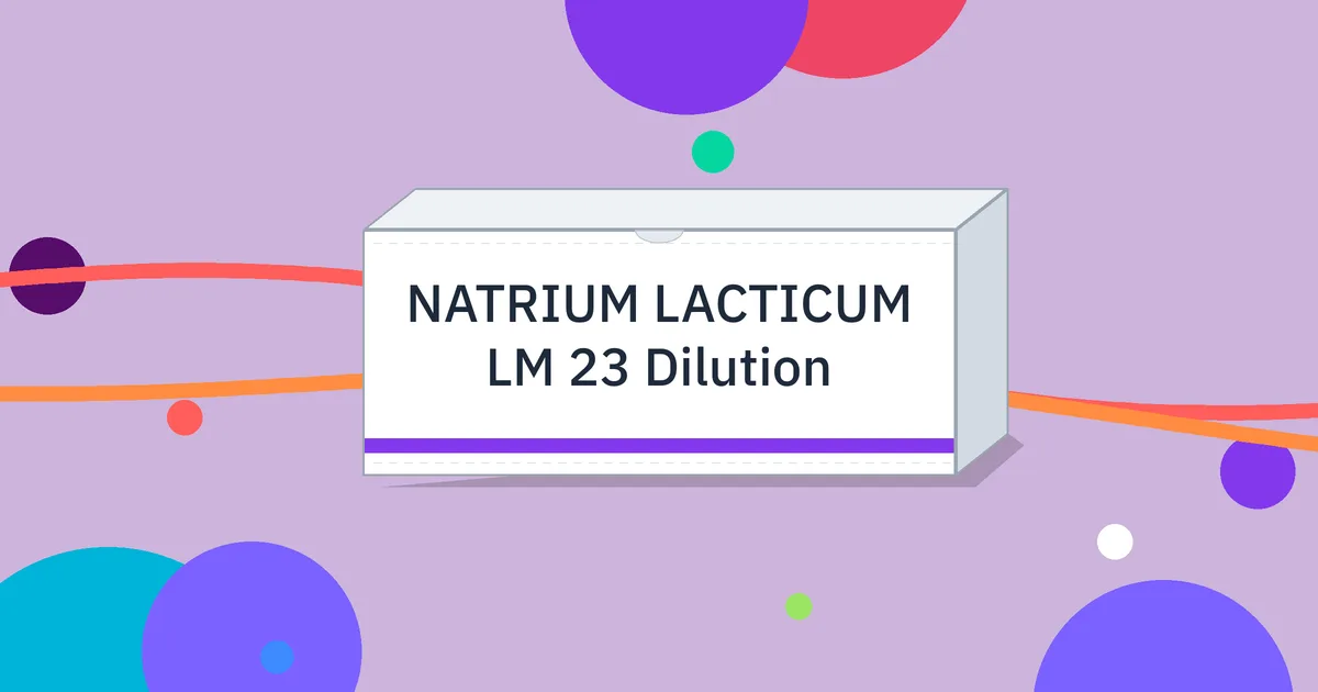 Symbolbild: Packung mit der Aufschrift NATRIUM LACTICUM LM 23 Dilution (PZN 12964944) – Verfügbarkeit und Bezug in Apotheken in Frankfurt am Main