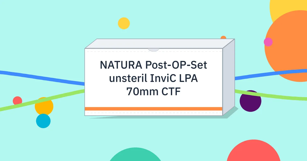 Symbolbild: Packung mit der Aufschrift NATURA Post-OP-Set unsteril InviC LPA 70mm CTF (PZN 17871377) – Verfügbarkeit und Bezug in Apotheken in Frankfurt am Main