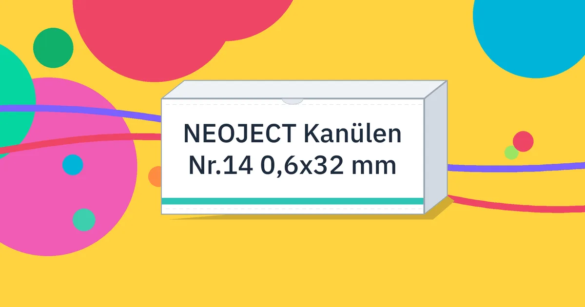 Symbolbild: Packung mit der Aufschrift NEOJECT Kanülen Nr.14 0,6x32 mm (PZN 01818197) – Verfügbarkeit und Bezug in Apotheken in Frankfurt am Main