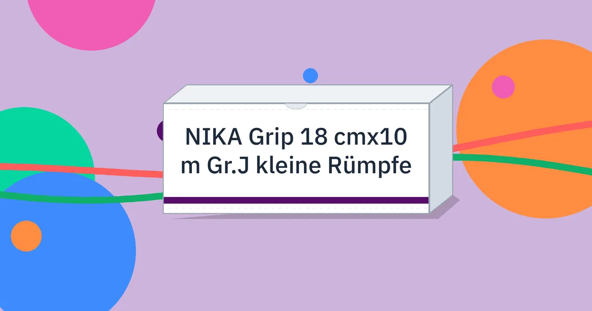 Symbolbild: Packung mit der Aufschrift NIKA Grip 18 cmx10 m Gr.J kleine Rümpfe (PZN 18171736) – Verfügbarkeit und Bezug in Apotheken in Frankfurt am Main