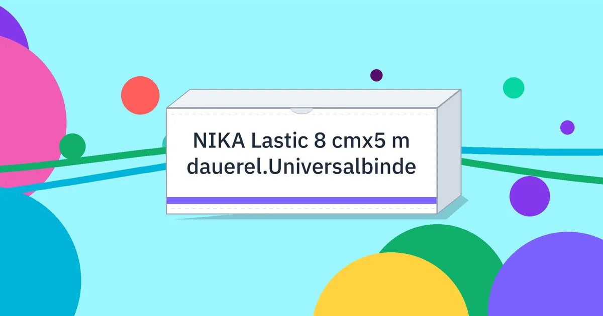 Symbolbild: Packung mit der Aufschrift NIKA Lastic 8 cmx5 m dauerel.Universalbinde (PZN 18171050) – Verfügbarkeit und Bezug in Apotheken in Frankfurt am Main