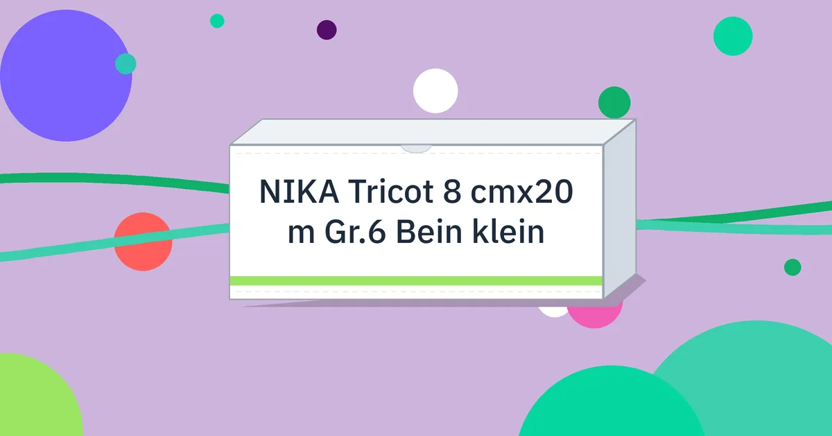 Symbolbild: Packung mit der Aufschrift NIKA Tricot 8 cmx20 m Gr.6 Bein klein (PZN 18171883) – Verfügbarkeit und Bezug in Apotheken in Frankfurt am Main
