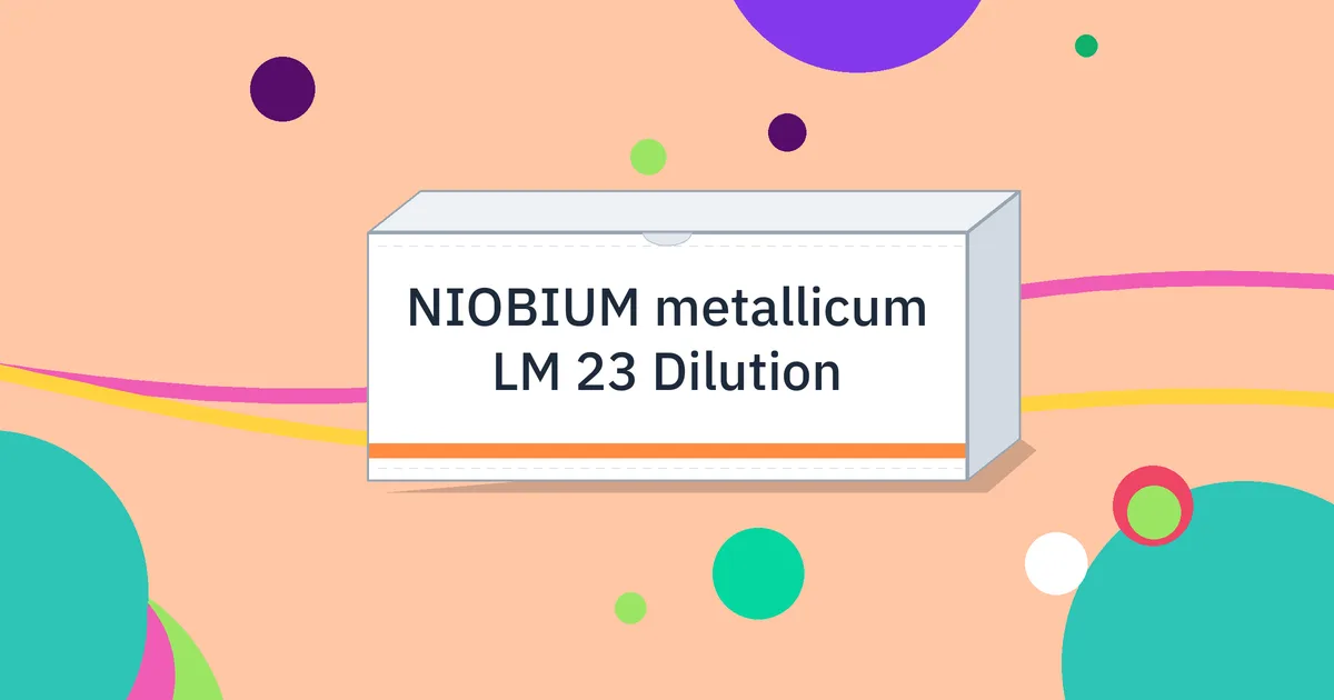 Symbolbild: Packung mit der Aufschrift NIOBIUM metallicum LM 23 Dilution (PZN 13619250) – Verfügbarkeit und Bezug in Apotheken in Frankfurt am Main