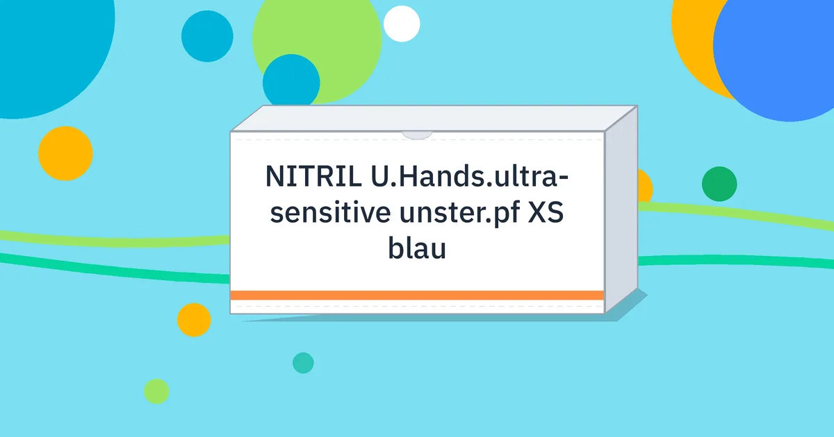 Symbolbild: Packung mit der Aufschrift NITRIL U.Hands.ultra-sensitive unster.pf XS blau (PZN 13973916) – Verfügbarkeit und Bezug in Apotheken in Frankfurt am Main