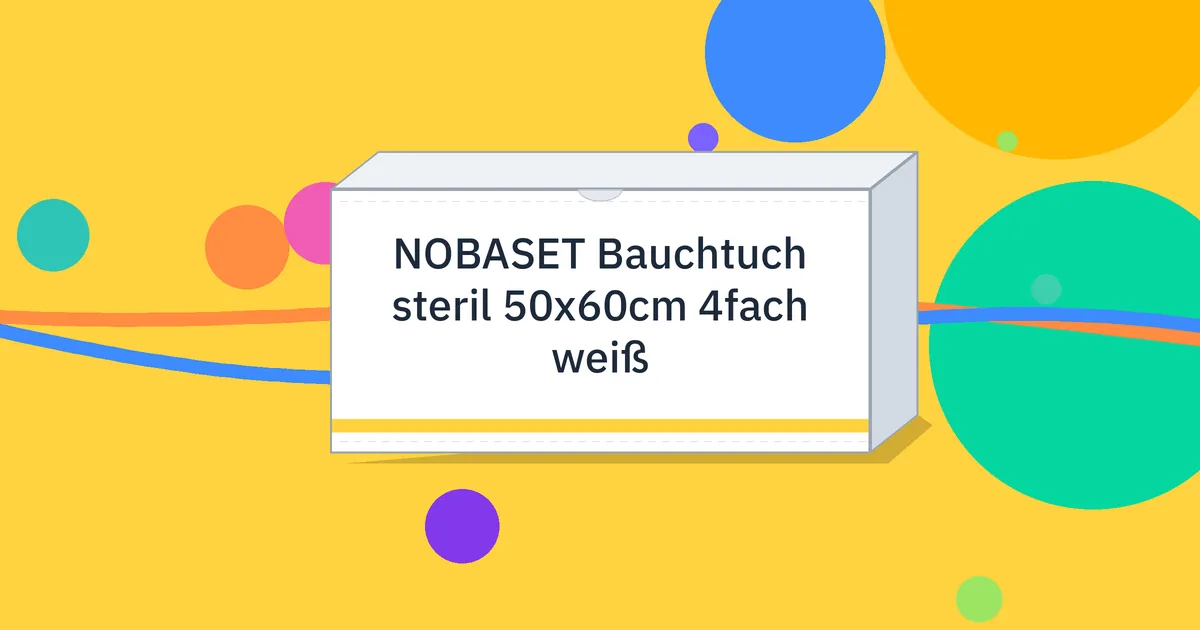 Symbolbild: Packung mit der Aufschrift NOBASET Bauchtuch steril 50x60cm 4fach weiß (PZN 17756759) – Verfügbarkeit und Bezug in Apotheken in Frankfurt am Main