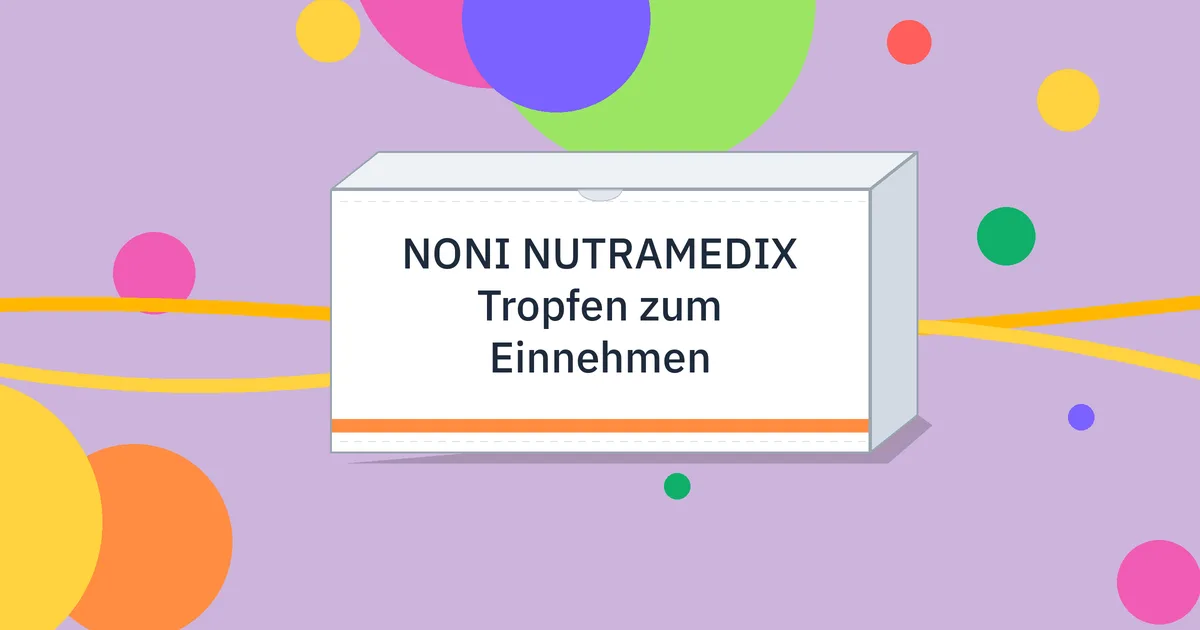 Symbolbild: Packung mit der Aufschrift NONI NUTRAMEDIX Tropfen zum Einnehmen (PZN 18040193) – Verfügbarkeit und Bezug in Apotheken in Frankfurt am Main