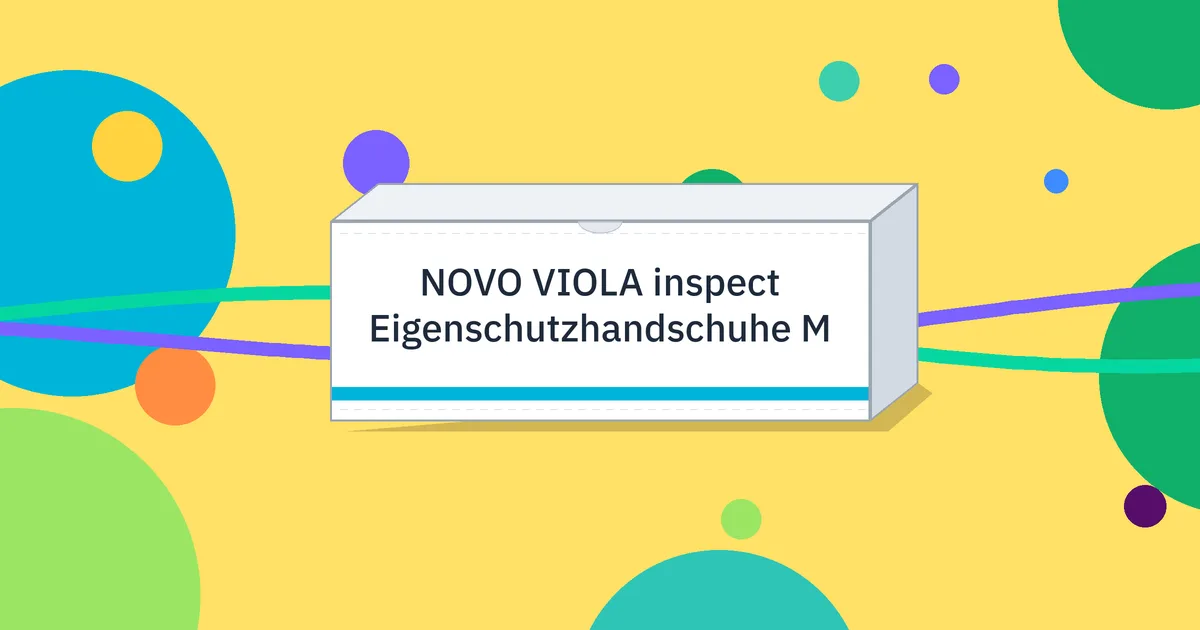 Symbolbild: Packung mit der Aufschrift NOVO VIOLA inspect Eigenschutzhandschuhe M (PZN 20837964) – Verfügbarkeit und Bezug in Apotheken in Frankfurt am Main