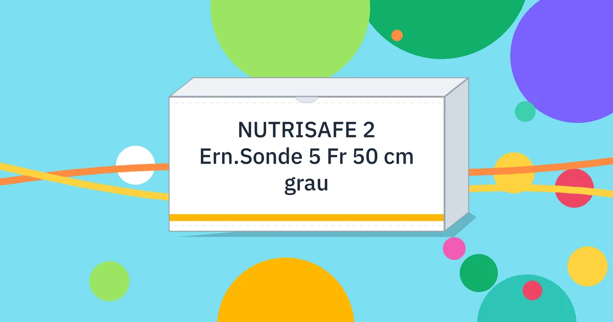 Symbolbild: Packung mit der Aufschrift NUTRISAFE 2 Ern.Sonde 5 Fr 50 cm grau (PZN 04120652) – Verfügbarkeit und Bezug in Apotheken in Frankfurt am Main