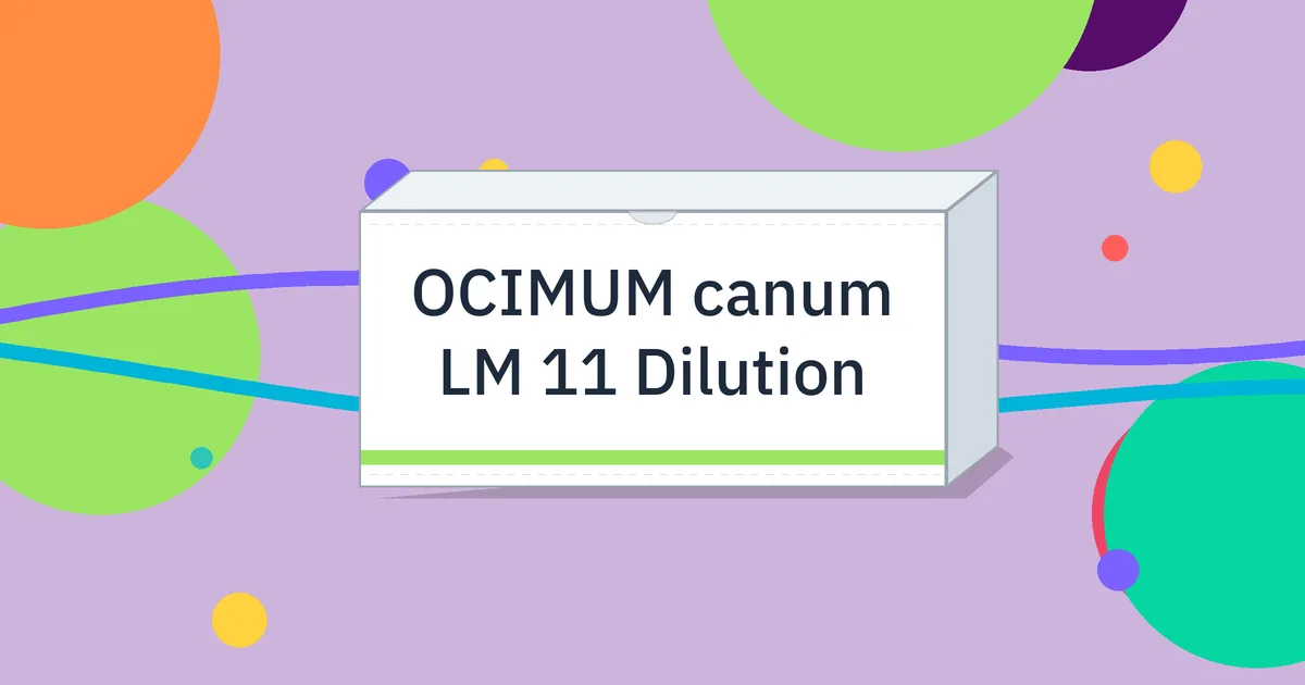 Symbolbild: Packung mit der Aufschrift OCIMUM canum LM 11 Dilution (PZN 13621850) – Verfügbarkeit und Bezug in Apotheken in Frankfurt am Main