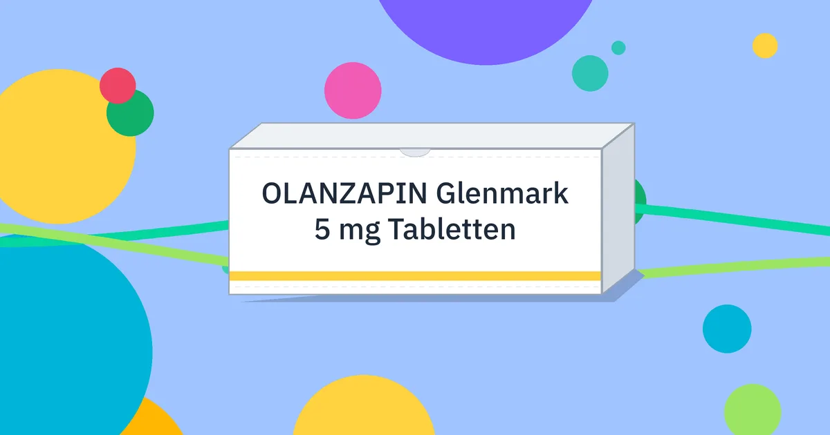 Symbolbild: Packung mit der Aufschrift OLANZAPIN Glenmark 5 mg Tabletten (PZN 09465918) – Verfügbarkeit und Bezug in Apotheken in Frankfurt am Main