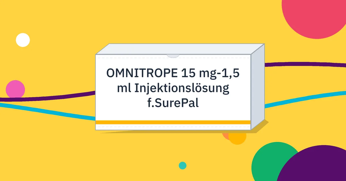 Symbolbild: Packung mit der Aufschrift OMNITROPE 15 mg-1,5 ml Injektionslösung f.SurePal (PZN 13476431) – Verfügbarkeit und Bezug in Apotheken in Frankfurt am Main