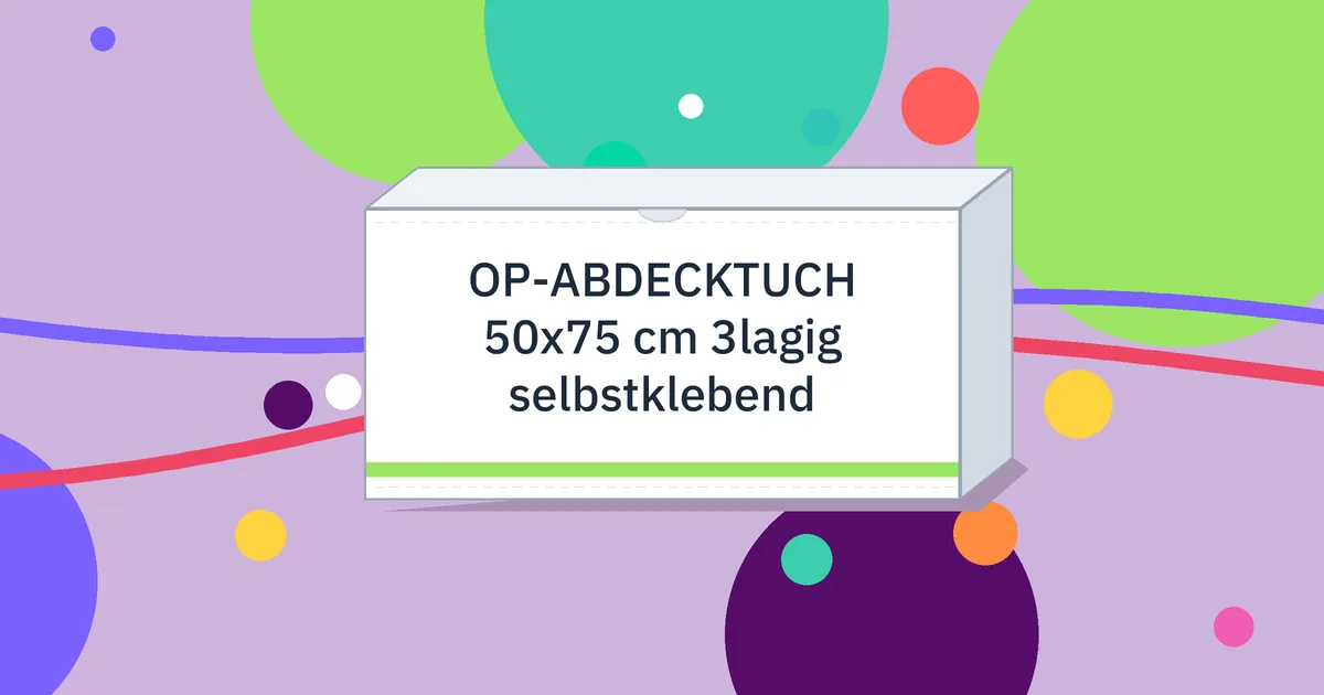 Symbolbild: Packung mit der Aufschrift OP-ABDECKTUCH 50x75 cm 3lagig selbstklebend (PZN 13651302) – Verfügbarkeit und Bezug in Apotheken in Frankfurt am Main