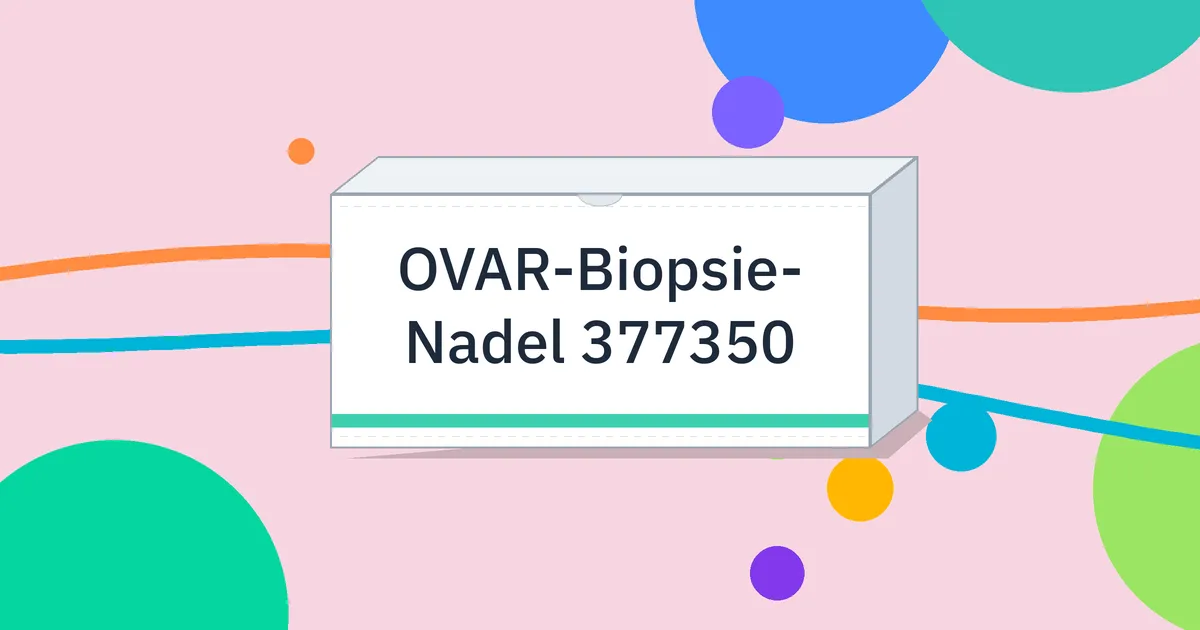 Symbolbild: Packung mit der Aufschrift OVAR-Biopsie-Nadel 377350 (PZN 18677068) – Verfügbarkeit und Bezug in Apotheken in Frankfurt am Main