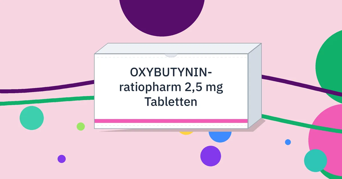 Symbolbild: Packung mit der Aufschrift OXYBUTYNIN-ratiopharm 2,5 mg Tabletten (PZN 01415708) – Verfügbarkeit und Bezug in Apotheken in Frankfurt am Main