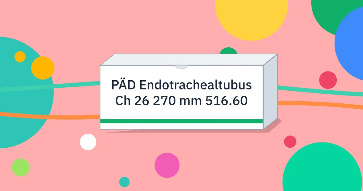 Symbolbild: Packung mit der Aufschrift PÄD Endotrachealtubus Ch 26 270 mm 516.60 (PZN 09380820) – Verfügbarkeit und Bezug in Apotheken in Frankfurt am Main