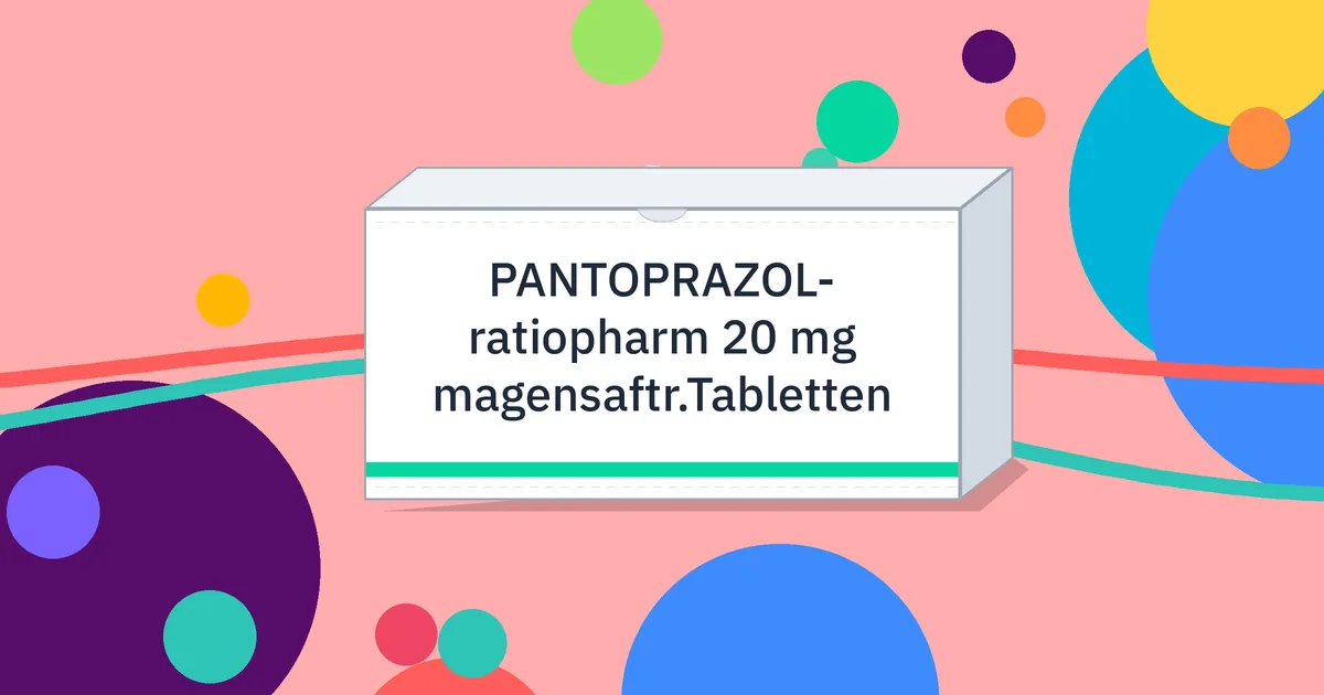 Symbolbild: Packung mit der Aufschrift PANTOPRAZOL-ratiopharm 20 mg magensaftr.Tabletten (PZN 07189696) – Verfügbarkeit und Bezug in Apotheken in Frankfurt am Main