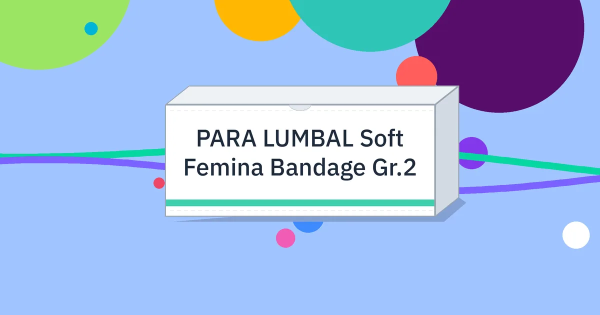 Symbolbild: Packung mit der Aufschrift PARA LUMBAL Soft Femina Bandage Gr.2 (PZN 06991256) – Verfügbarkeit und Bezug in Apotheken in Frankfurt am Main