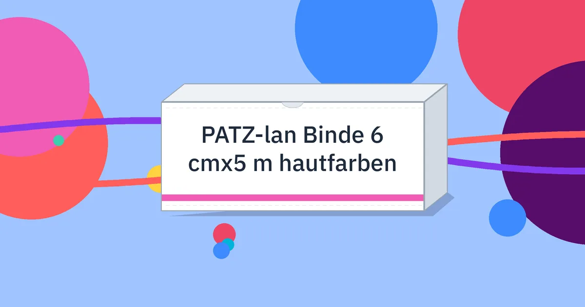 Symbolbild: Packung mit der Aufschrift PATZ-lan Binde 6 cmx5 m hautfarben (PZN 06814063) – Verfügbarkeit und Bezug in Apotheken in Frankfurt am Main