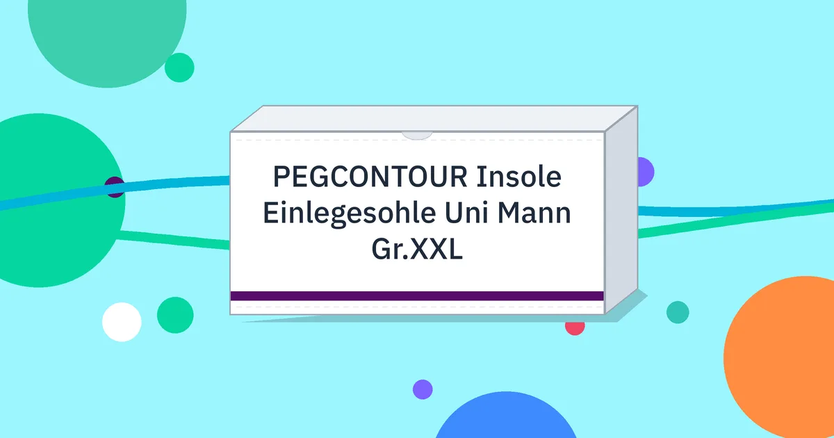 Symbolbild: Packung mit der Aufschrift PEGCONTOUR Insole Einlegesohle Uni Mann Gr.XXL (PZN 19147272) – Verfügbarkeit und Bezug in Apotheken in Frankfurt am Main