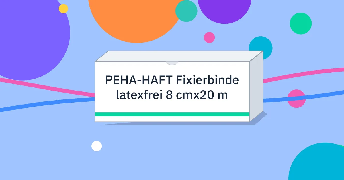 Symbolbild: Packung mit der Aufschrift PEHA-HAFT Fixierbinde latexfrei 8 cmx20 m (PZN 12476162) – Verfügbarkeit und Bezug in Apotheken in Frankfurt am Main