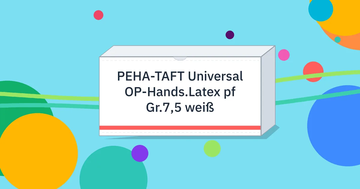 Symbolbild: Packung mit der Aufschrift PEHA-TAFT Universal OP-Hands.Latex pf Gr.7,5 weiß (PZN 20332543) – Verfügbarkeit und Bezug in Apotheken in Frankfurt am Main