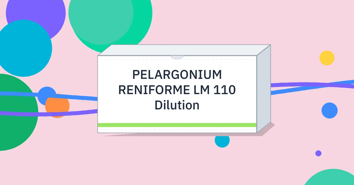 Symbolbild: Packung mit der Aufschrift PELARGONIUM RENIFORME LM 110 Dilution (PZN 13633534) – Verfügbarkeit und Bezug in Apotheken in Frankfurt am Main