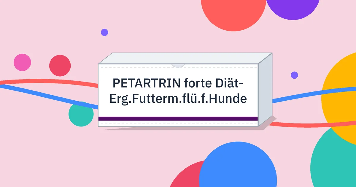 Symbolbild: Packung mit der Aufschrift PETARTRIN forte Diät-Erg.Futterm.flü.f.Hunde (PZN 13501146) – Verfügbarkeit und Bezug in Apotheken in Frankfurt am Main