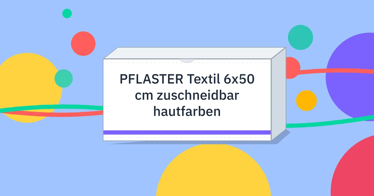 Symbolbild: Packung mit der Aufschrift PFLASTER Textil 6x50 cm zuschneidbar hautfarben (PZN 19268857) – Verfügbarkeit und Bezug in Apotheken in Frankfurt am Main
