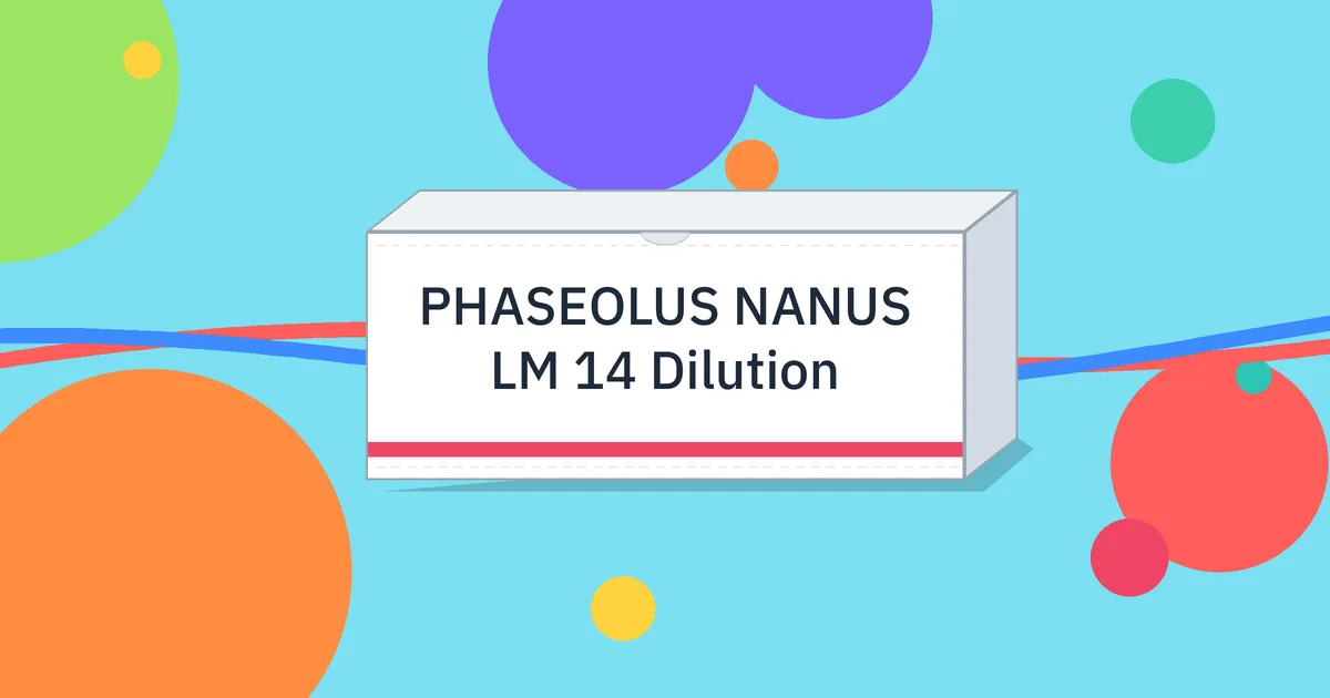 Symbolbild: Packung mit der Aufschrift PHASEOLUS NANUS LM 14 Dilution (PZN 13636981) – Verfügbarkeit und Bezug in Apotheken in Frankfurt am Main