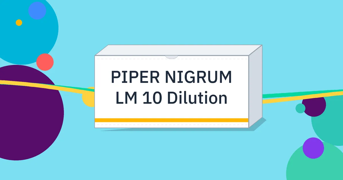Symbolbild: Packung mit der Aufschrift PIPER NIGRUM LM 10 Dilution (PZN 13644816) – Verfügbarkeit und Bezug in Apotheken in Frankfurt am Main