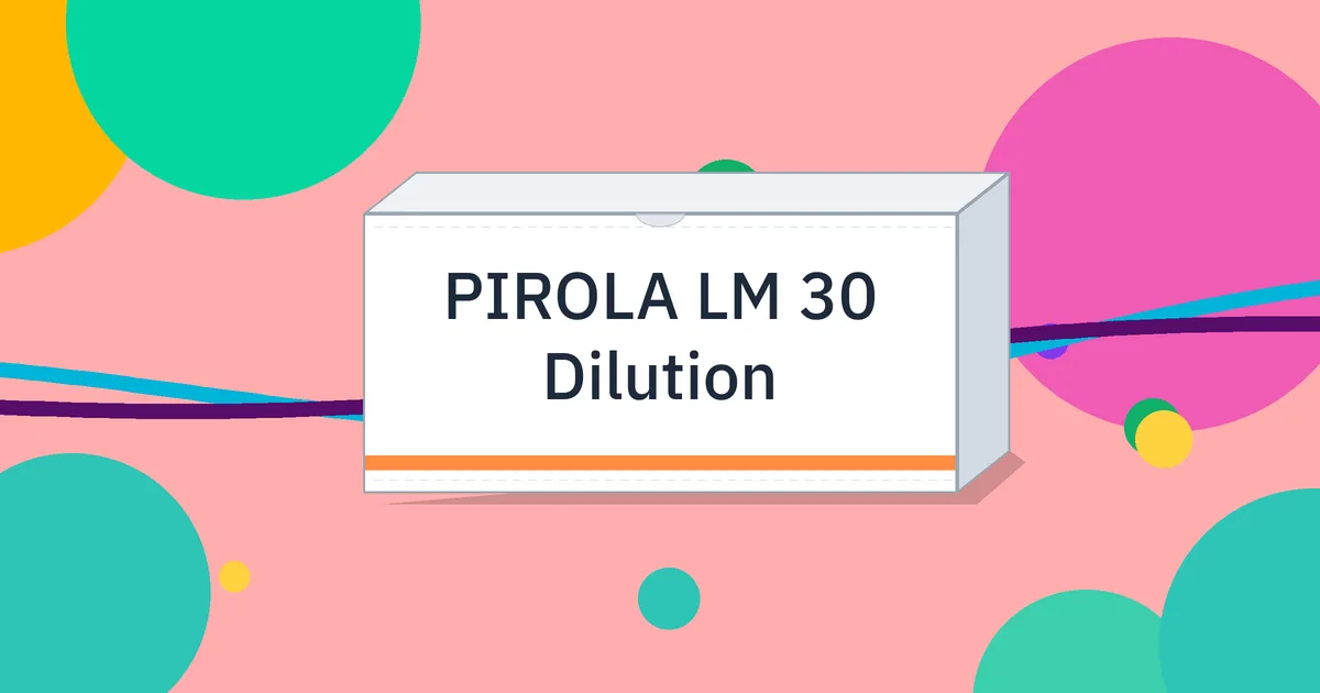 Symbolbild: Packung mit der Aufschrift PIROLA LM 30 Dilution (PZN 13645508) – Verfügbarkeit und Bezug in Apotheken in Frankfurt am Main