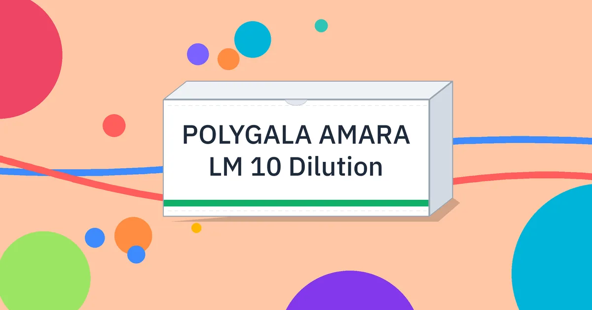 Symbolbild: Packung mit der Aufschrift POLYGALA AMARA LM 10 Dilution (PZN 13661430) – Verfügbarkeit und Bezug in Apotheken in Frankfurt am Main