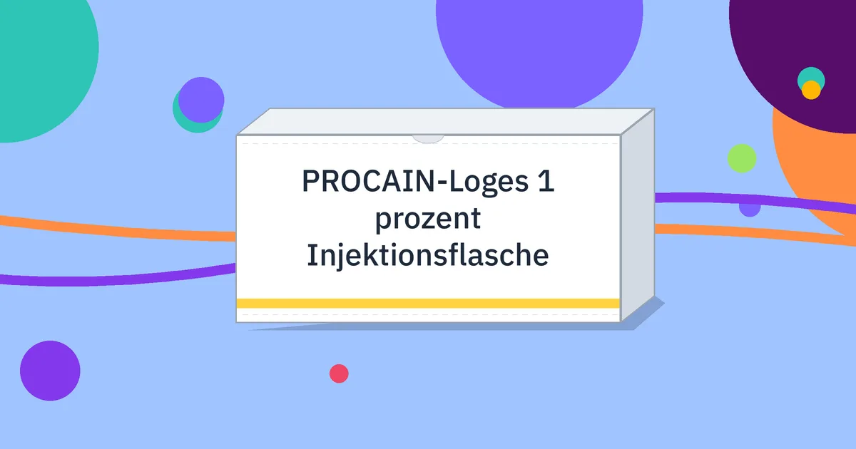 Symbolbild: Packung mit der Aufschrift PROCAIN-Loges 1 prozent Injektionsflasche (PZN 02860540) – Verfügbarkeit und Bezug in Apotheken in Frankfurt am Main