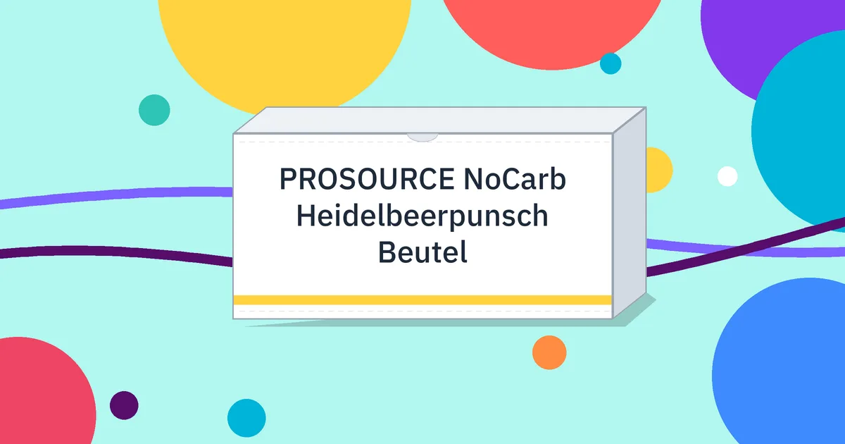 Symbolbild: Packung mit der Aufschrift PROSOURCE NoCarb Heidelbeerpunsch Beutel (PZN 15400656) – Verfügbarkeit und Bezug in Apotheken in Frankfurt am Main