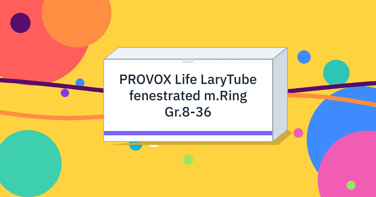 Symbolbild: Packung mit der Aufschrift PROVOX Life LaryTube fenestrated m.Ring Gr.8-36 (PZN 19625501) – Verfügbarkeit und Bezug in Apotheken in Frankfurt am Main