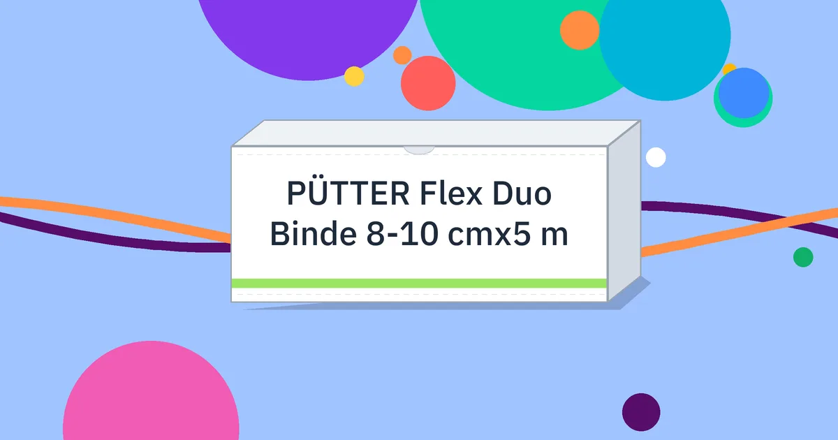 Symbolbild: Packung mit der Aufschrift PÜTTER Flex Duo Binde 8-10 cmx5 m (PZN 20338971) – Verfügbarkeit und Bezug in Apotheken in Frankfurt am Main