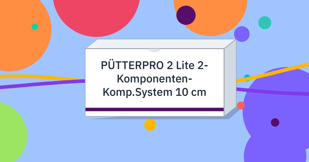 Symbolbild: Packung mit der Aufschrift PÜTTERPRO 2 Lite 2-Komponenten-Komp.System 10 cm (PZN 20101588) – Verfügbarkeit und Bezug in Apotheken in Frankfurt am Main