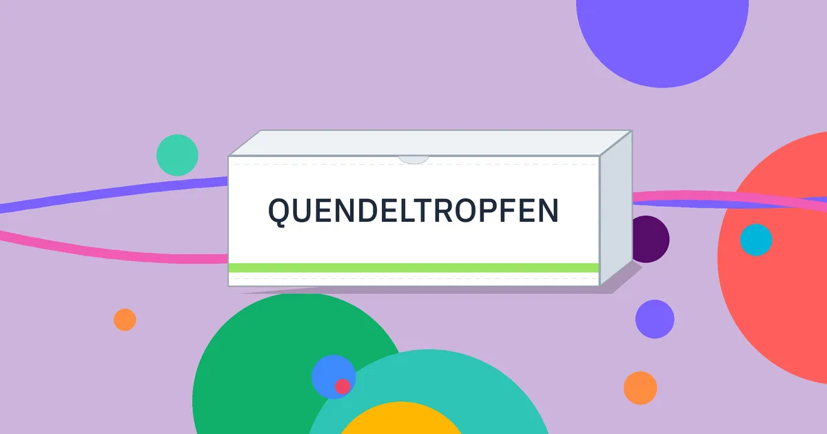 Symbolbild: Packung mit der Aufschrift QUENDELTROPFEN (PZN 11602819) – Verfügbarkeit und Bezug in Apotheken in Frankfurt am Main